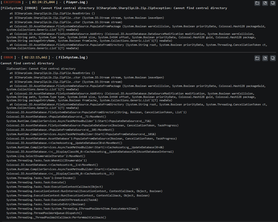 Game Crashes Randomly Without Reason, Could Only Find ERROR "Cannot find central directory ...